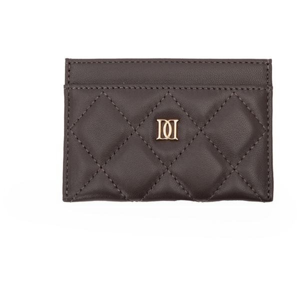 Leather Quilted Card Holder Chocolate Brown DARK - D UNIKE!
